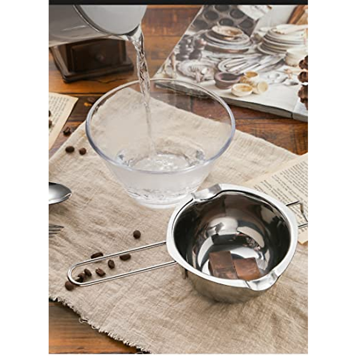 480ML Stainless Steel Double Boiler Universal Melting Pot for Melting Chocolate, Candy, Candle, Soap and Wax(304 Steel)