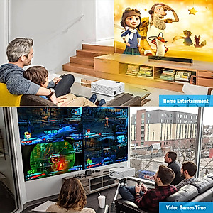 Jinou Mini Video Projector with 6500 Brightness, 1080P Supported, Portable Outdoor Movie Projector, 176inch Display Compatible with TV Stick, HDMI, USB, VGA, AV for Home Entertainment