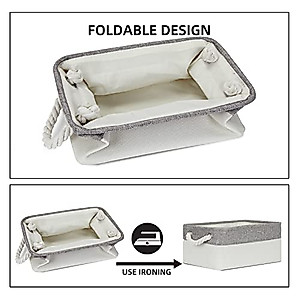 Bidtakay Set of 12 Bundled Baskets Small Fabric Baskets for Organizing 11.8 x 7.8 x 5 inch (White&Grey)