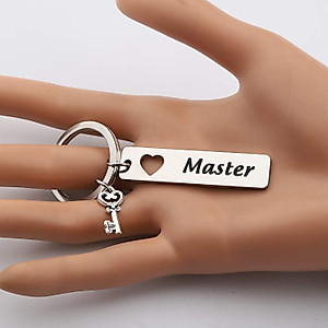 BAUNA Couple Gifts for Boyfriend and Girlfriend Master Slave Keychain Funny Matching Couple Keychains Set for Him and Her (Master Slave Keychain Set)