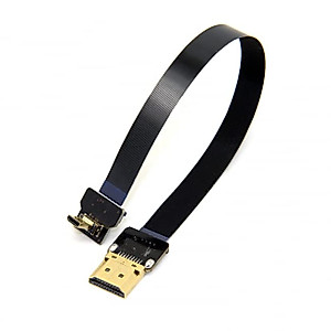 JSER CYFPV 90 Degree Up Angled FPV Micro HDMI Male to HDMI Male Flat Cable 50cm Compatible for FPV HDTV Multicopter Aerial Photography Support 1080p 60hz
