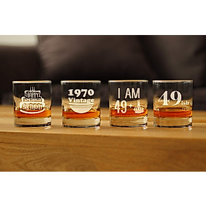 49 + 1 Middle Finger - Funny 50th Birthday Whiskey Rocks Glass Gifts for Men & Women Turning 50 - Fun Whisky Drinking Tumbler