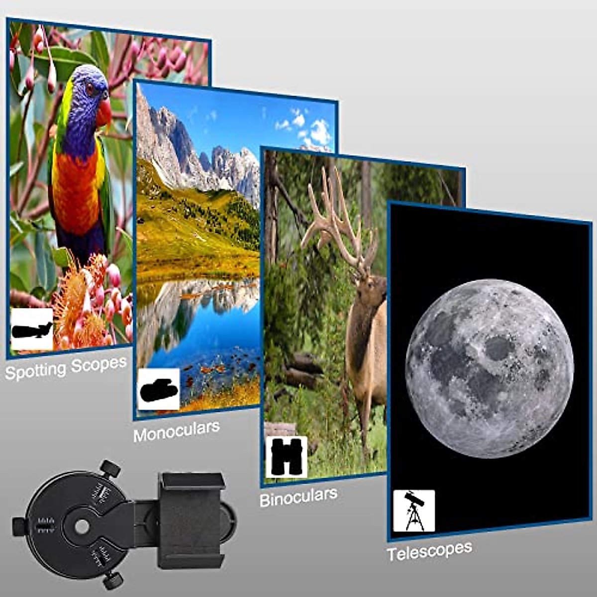 Celticbird Newest Smartphone Scope Adapter- Phone Mount Working with Spotting Scopes& Binoculars& Monocular& Telescope& Microscope