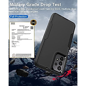 Dahkoiz Samsung Galaxy A23 5G/4G Phone Case, with Glass Screen Protector, Dust-Proof Port Cover, Magnetic Car Mount Support, Full Body Silicone Rubber Protection, Black/Black