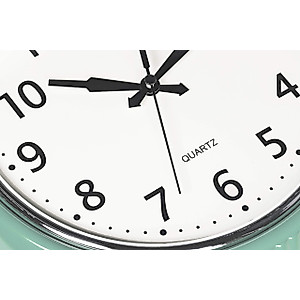 Bernhard Products Retro Wall Clock 9.5 Inch Green Kitchen 50's Vintage Design Round Silent Non Ticking Battery Operated Quality Quartz Clock (Seafoam Green)