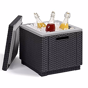 Keter Ice Cube Beer and Wine Cooler Table Perfect for Your Patio, Picnic, and Beach Accessories, Graphite