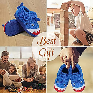 CIOR Toddler Slippers Boys Girls Socks Lightweight Comfort Slip on Kids Indoor Warm Home Shoes U121WTMTDK489.EL-Shark-24.5
