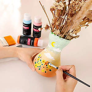 Discpace Pastel Acrylic Paints, Set of 24 Macaron Colors 2oz/59ml with 3 Painting Brushes, Art Craft Paint for Beginners/Kids/Rock Painting/Canvas/Wood/Glass/Ceramic/Stone Painting Supplies Kit