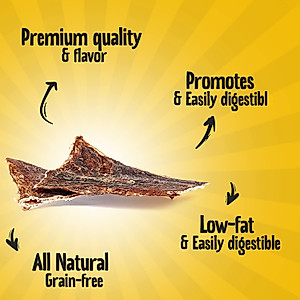 Raw Dog Beef Gullet Chips All-Natural Dog Treats, 8 oz. Bag - Premium Odor Free Dog Chews, 100% Beef, Grass Fed, Non-GMO