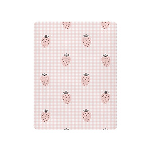 KICPOAY Fitted Crib Sheets Plaid and Strawberry Pink Stretchy Portable Playard Sheets for Baby Toddler, Breathable Soft Mini Crib Mattress 39 x 27 in for Boys and Girls