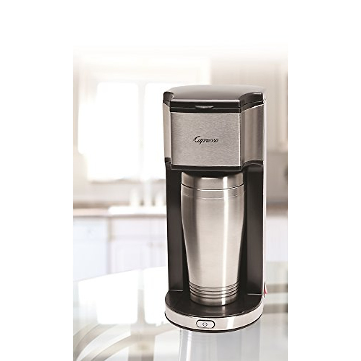 Capresso 425 On-the-Go Personal Coffee Maker, Silver/Black, Stainless steel, 16 oz