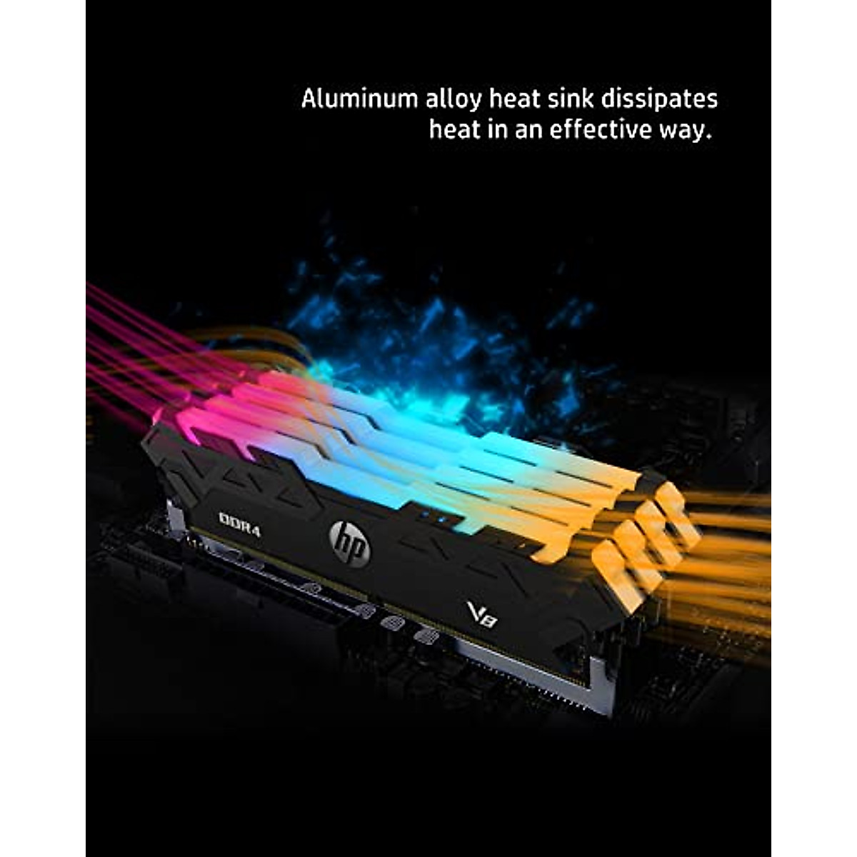 HP V8 RGB RAM 16GB Kit (8GBx2) DDR4 3000MHz CL16 1.35V Desktop Computer LED Memory - 8MG00AA#ABC
