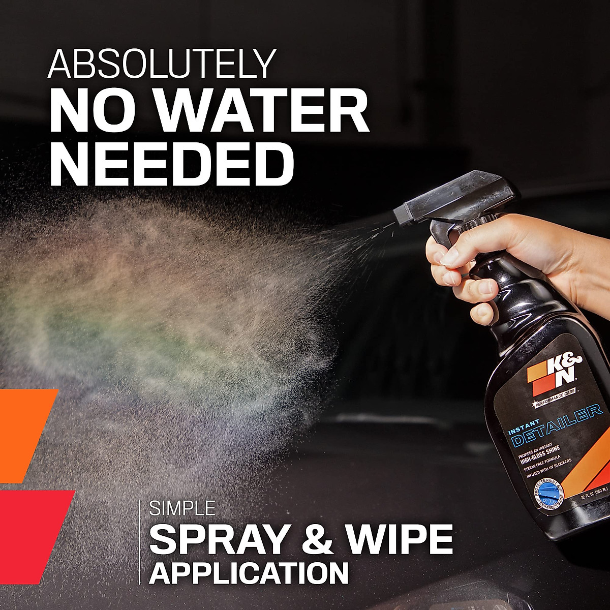 K&N Instant waterless Detailer - Pump Spray and Wipe, 22oz