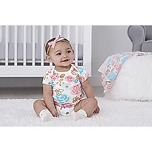 Gerber Baby Girls' 4-Pack Short Sleeve Onesies Bodysuits, Princess Pink, 18 Months