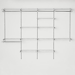 Rubbermaid Configurations Classic Closet Kit, White, 3-6 Ft. & Configurations 26'' Shelving Kit, Set of 2 Shelves, White, Expandable, Closet, Storage Room, Laundry Room, Garage Organization