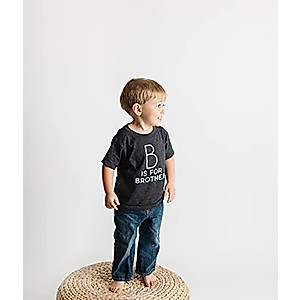 ELLA COLE COMPANY Big Brother Shirt for Toddler B is for Brother T-Shirt (Dark Grey, 2T)