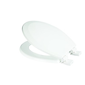 Croydex WL800722AZH Stick Tight No More Movement Sticky Grip Pad Technology Elongated, Soft Close and Quick Release, White, Molded Wood Toilet Seat