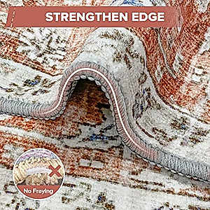 Pajata Red and Blue Vintage 5X7 Area Rug Oriental and Bohemian Carpet for Bedroom Kitchen and Living Room Non-Shedding and Easy-Cleaning