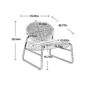 HOMEFUN Accent Chair - Modern Industrial Slant Armchair with Metal Frame - Premium High Density Soft Single Chair for Living Room Bedroom