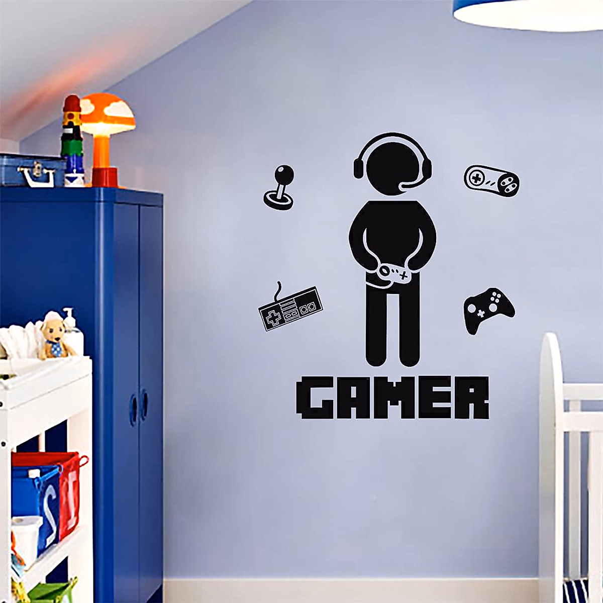 HINGSONG Gamer Controller Wall Decals DIY Vinyl Game Boy with Controller Joystick Wall Stickers for Boys Bedroom Living Room Playroom Decor