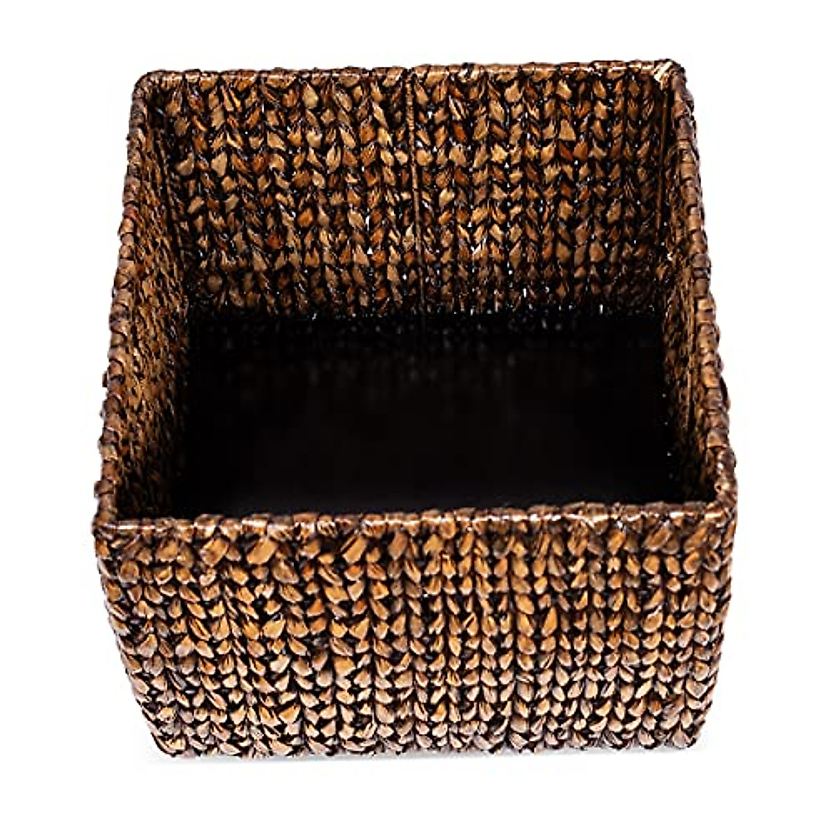 BirdRock Home Storage Cube Box with Lid - Brown Wash Seagrass - Hand Woven Container for Blankets Pillows - Sturdy Metal Frame