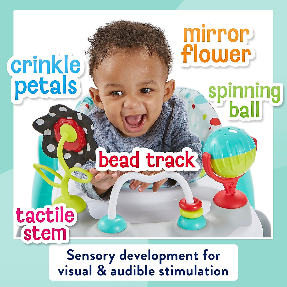 Kolcraft Tiny Steps 2-in-1 Infant & Baby Activity Walker - Seated or Walk-Behind, Jubliee