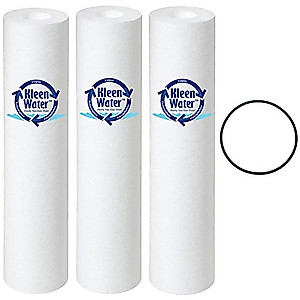 KleenWater Dirt Sediment 2.5 x 10 Inch, 20 Micron Water Filter Compatible With GE GXWH01C, GX1S15C, FXWTC, FXUSC, FXWPC & FXWSC Set of 3 - O-ring Qty1
