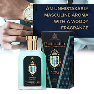 Truefitt & Hill Luxury Cologne - Grafton - Premium Long-Lasting Amber and Leather Men's Fragrance Presented in a Beautifully Etched Traditional Atomizer Bottle - 3.38 oz.