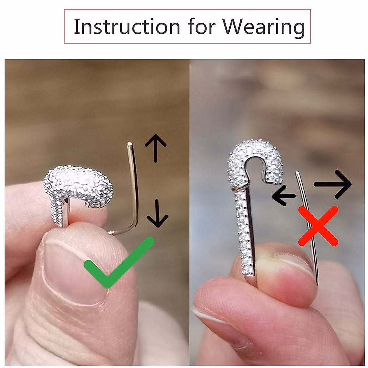 CZ Safety Pin Cartilage Sterling Silver Hoop Earrings for Women Girls Dainty Cubic Zirconia Dangle Drop Hypoallergenic Stud Post Pave Crystal Huggie Fashion Hoops Jewelry 20mm