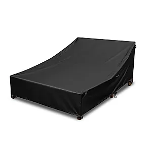 Patio Furniture Covers for double Chaise Lounge,100% Waterproof Lounge Chair Covers for Outside Patio Lounge Chair,Outdoor Couch Cover for Double Wide Wicker Daybed Chaise Lounge Chair (Black)