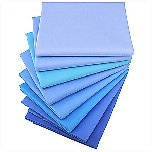 Solids Blues 8 Fat Quarters Quilting Fabric Bundles, Precut Cotton Fabric for Sewing Crafting,(Solids Blue)