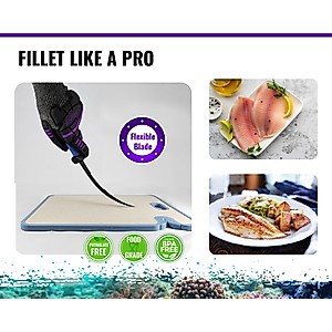 Pro 3-in-1 Set: 6.5” Fish Fillet/Boning Knife - 12” Non-slip Cutting Board - Ceramic Knife Sharpener