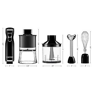 Chefman Electric Spiralizer & Immersion Blender/Vegetable Slicer 6-in-1 Food Prep Combo Kit, Includes 3 Spiralizing Blade Attachments, Zoodle Maker; Grate, Ribbon, Spiral, Blend, Chop, and Puree