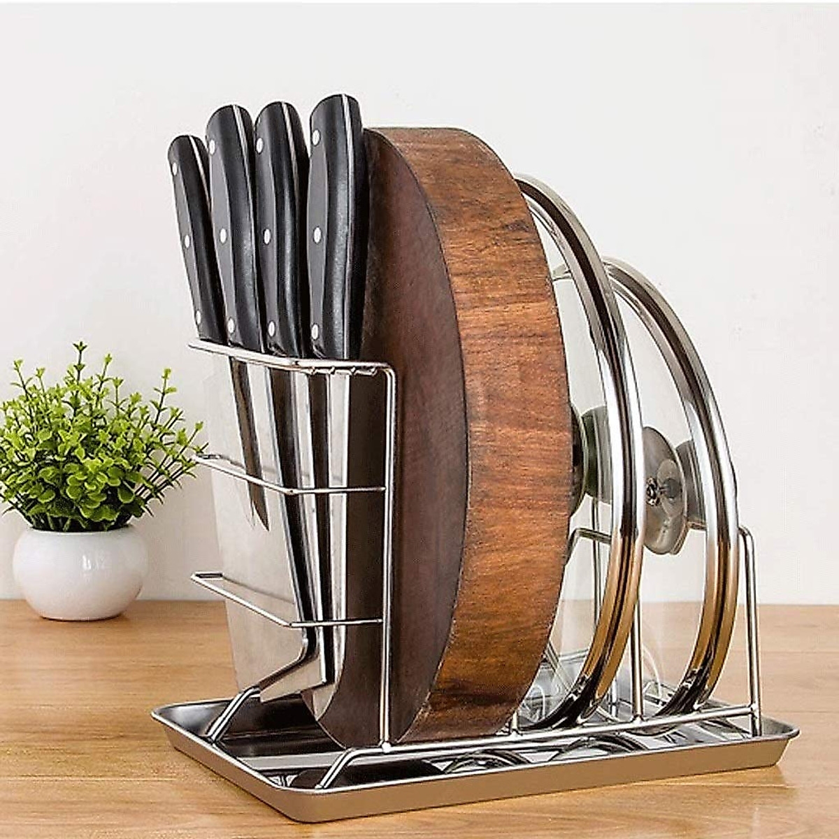 STRAW Knife Holder - Stainless Steel Knife Block Holder - Easy Cleaning, Space Saver Knife Storage - Knife Organizer