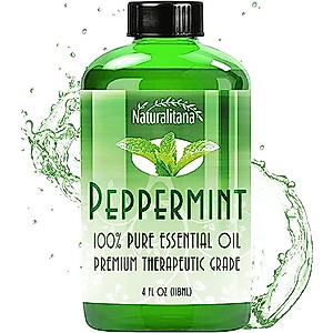 Naturalitana Peppermint Essential Oil - Therapeutic Grade for Aromatherapy, Diffuser, Hair, Stress, Relaxation, Dropper - 4 fl oz - Mint Scented Oil - Mint Oil