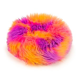 goDog Furballz Ring Squeaky Plush Dog Toy, Chew Guard Technology - Warm Rainbow, Large