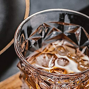 MJZQCD Whiskey Glasses Set of 2, 9 OZ 260ml Old Fashioned Glasses,Bar Glasses, For Scotch Cocktail Rum Cognac Vodka Liquor.Bourbon Glasses, Parties, Bars, Gifts, Restaurants and Home …