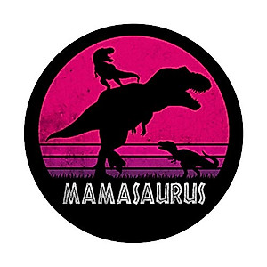 Vintage Retro 2 Kids Mamasaurus Sunset Funny Gift For Mother PopSockets Grip and Stand for Phones and Tablets