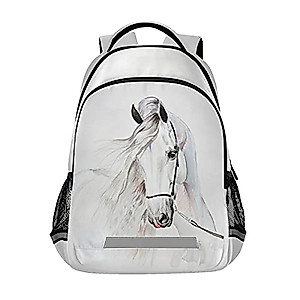 White Horse Backpack for Students Boys Girls School Bag Travel Daypack
