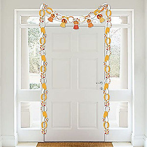 Big Dot of Happiness Fall Pumpkin - 90 Chain Links and 30 Paper Tassels Decoration Kit - Halloween or Thanksgiving Party Paper Chains Garland - 21 feet