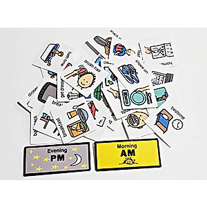 Two Strip Night & Day Daily Schedule Great Visual Behavioral Tool for Structure at Home, School & in The Community. (Laminate 60 PCS, Yellow)