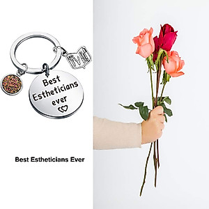 KUIYAI Estheticians Keychain Best Estheticians Ever Keychain with Lipstick Charm Beautician Gift Estheticians Gift (Best Estheticians Ever)