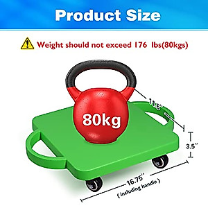 GSE Floor Scooter Board with Handles, Sitting Scooter for Kids Indoor Play Equipment, Fun Scoot Board with Non-Marring Plastic Casters for Children(Red)