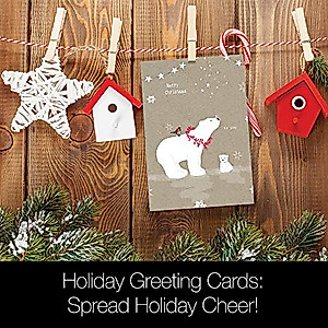 Tree-Free Greetings Holiday Greeting Cards, Polar Bear Merry Christmas, Vintage Brown Recycled Paper, Boxed Note Card Set, 10-Pack (HB93300)