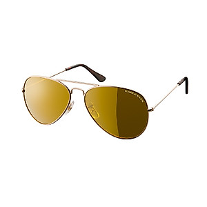 Eagle Eyes CLASSIC AVIATOR Sunglasses - Stainless Steel Frame (Gold, 57mm), Polarized Lenses