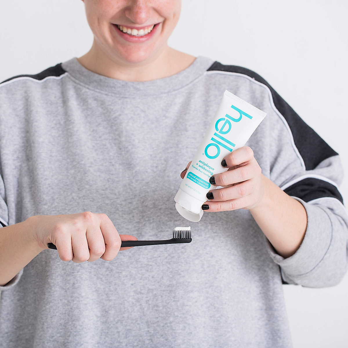 Hello Oral Care Fluoride Free Antiplaque and Whitening Toothpaste Vegan SLS Free with Tea Tree Oil Coconut Oil, Natural Peppermint, 4.7 Ounce