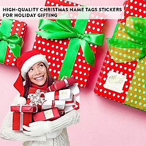 Andaz Press Christmas Collection, Square Gift Label Stickers, Stylized Merry Christmas to from, Metallic Gold Ink, 40-Pack Gold Christmas Tags Christmas Name Tags Stickers Christmas Sticker Tags