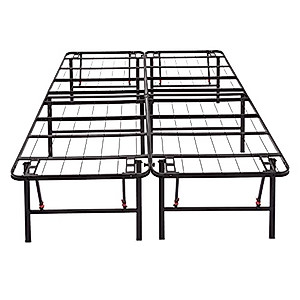 Amazon Basics Foldable Metal Platform Bed Frame with Tool Free Setup, 18 Inches High, King, Black