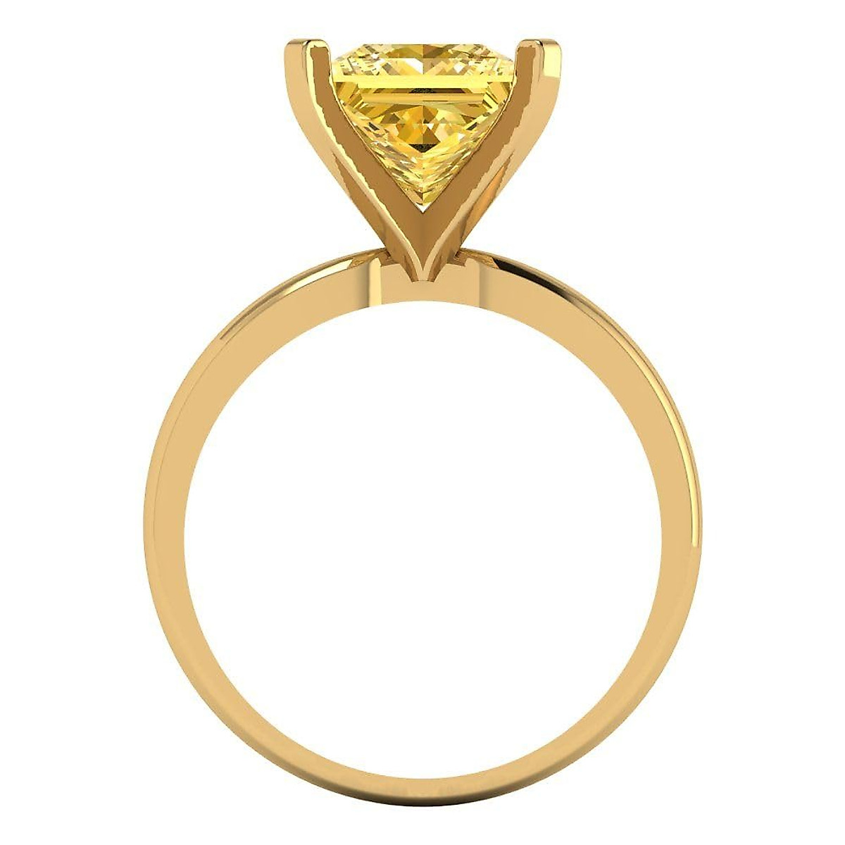 Clara Pucci 3.0 ct Princess Cut Solitaire Natural Yellow Citrine Engagement Bridal Promise Anniversary Ring 18K Yellow Gold Size 5.25