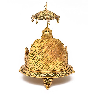 Nirmal Handicraft Gold Metal Handicraft Pooja Jhula | Swing| Palana | Ladoo Gopal Singhasan |Nand Gopal Palana | Hindola for Ladoo Gopal, Laxmi ji and Ganesh Ji